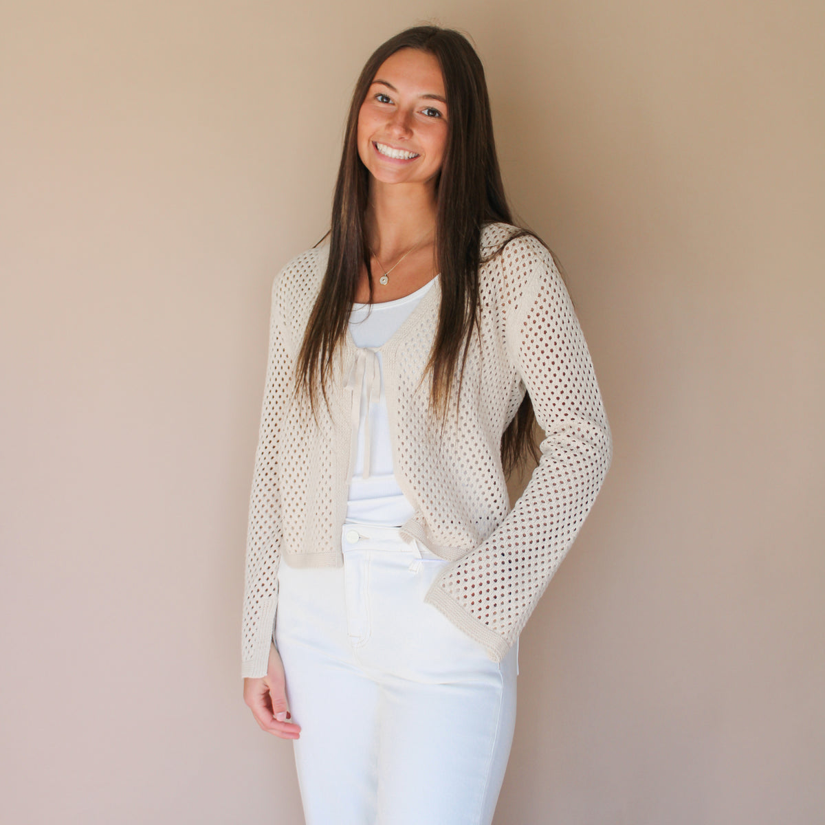 ZABRINA FRONT TIE CROCHET SWEATER BY IVY & CO – B Fierce Boutique, Inc.