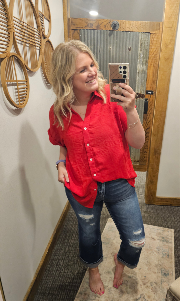 TERRI CURVY WOVEN BLOUSE – B Fierce Boutique, Inc.